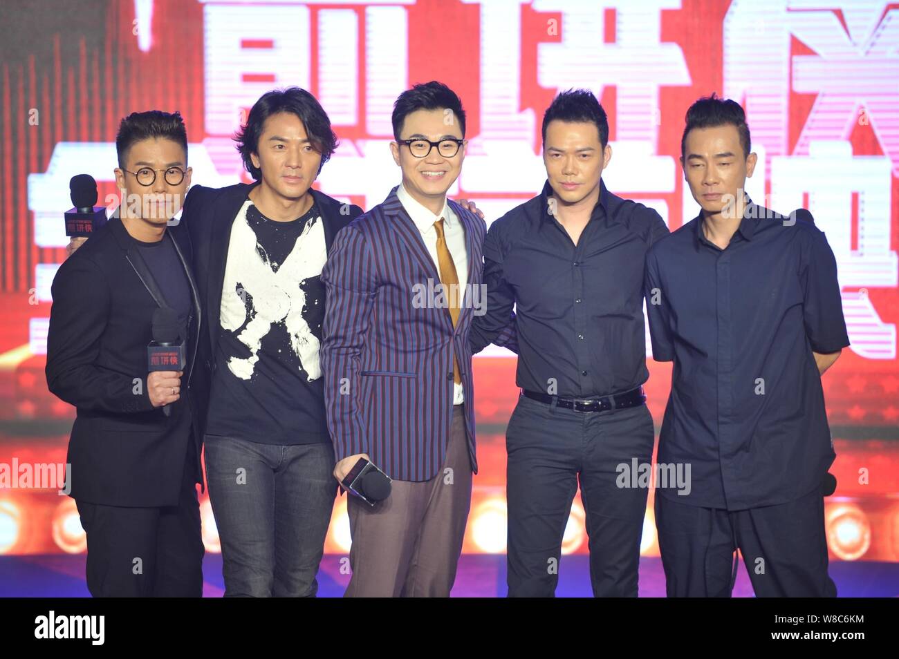 (Von links) Hong Kong Schauspieler und Sänger Jerry Lamm, Ekin Cheng ...