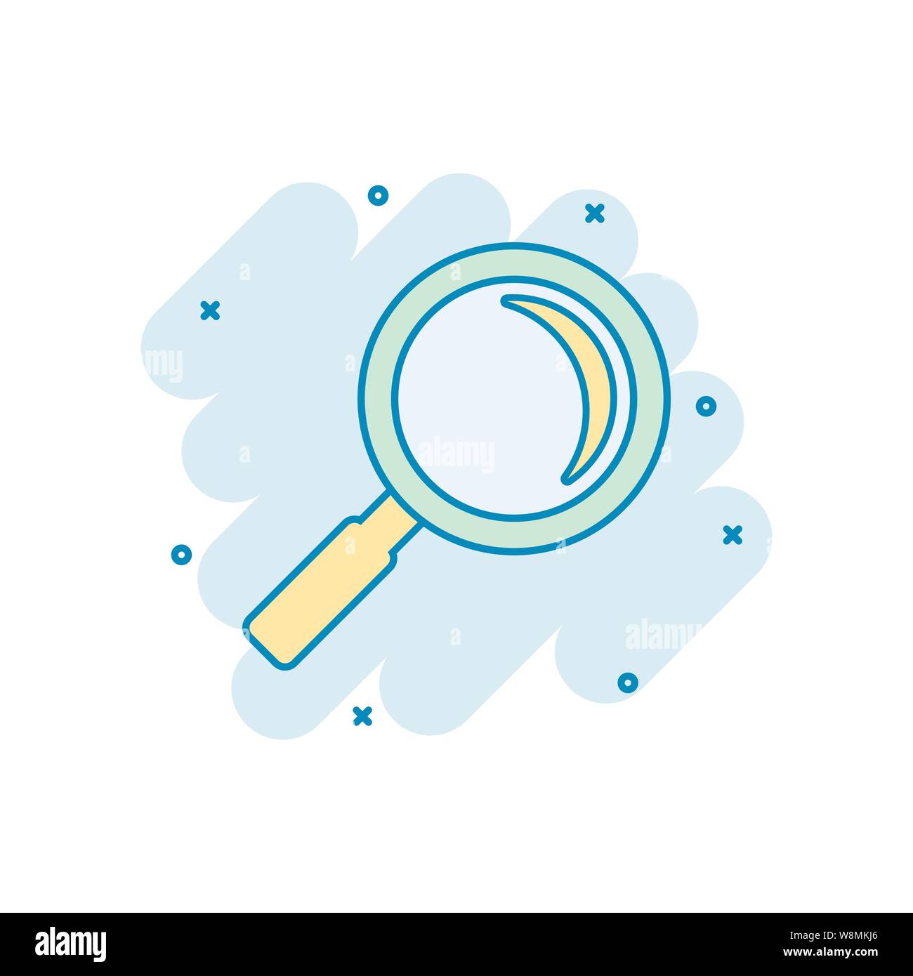 Lupe zeichen Symbol im Comic-stil. Lupe vektor Cartoon Illustration auf ...