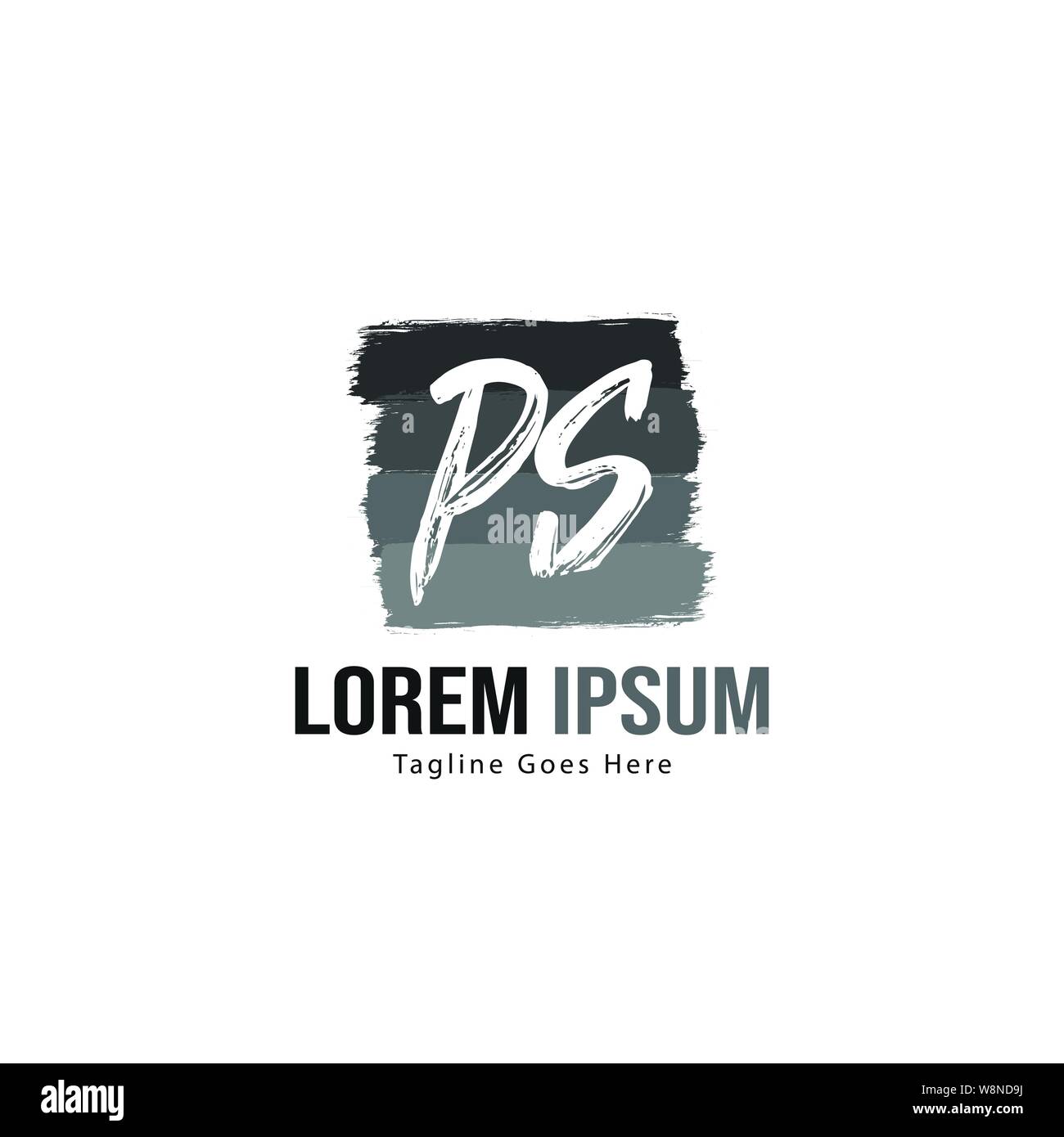 Erste PS logo Vorlage mit modernen Rahmen. Minimalistische PS schreiben ...