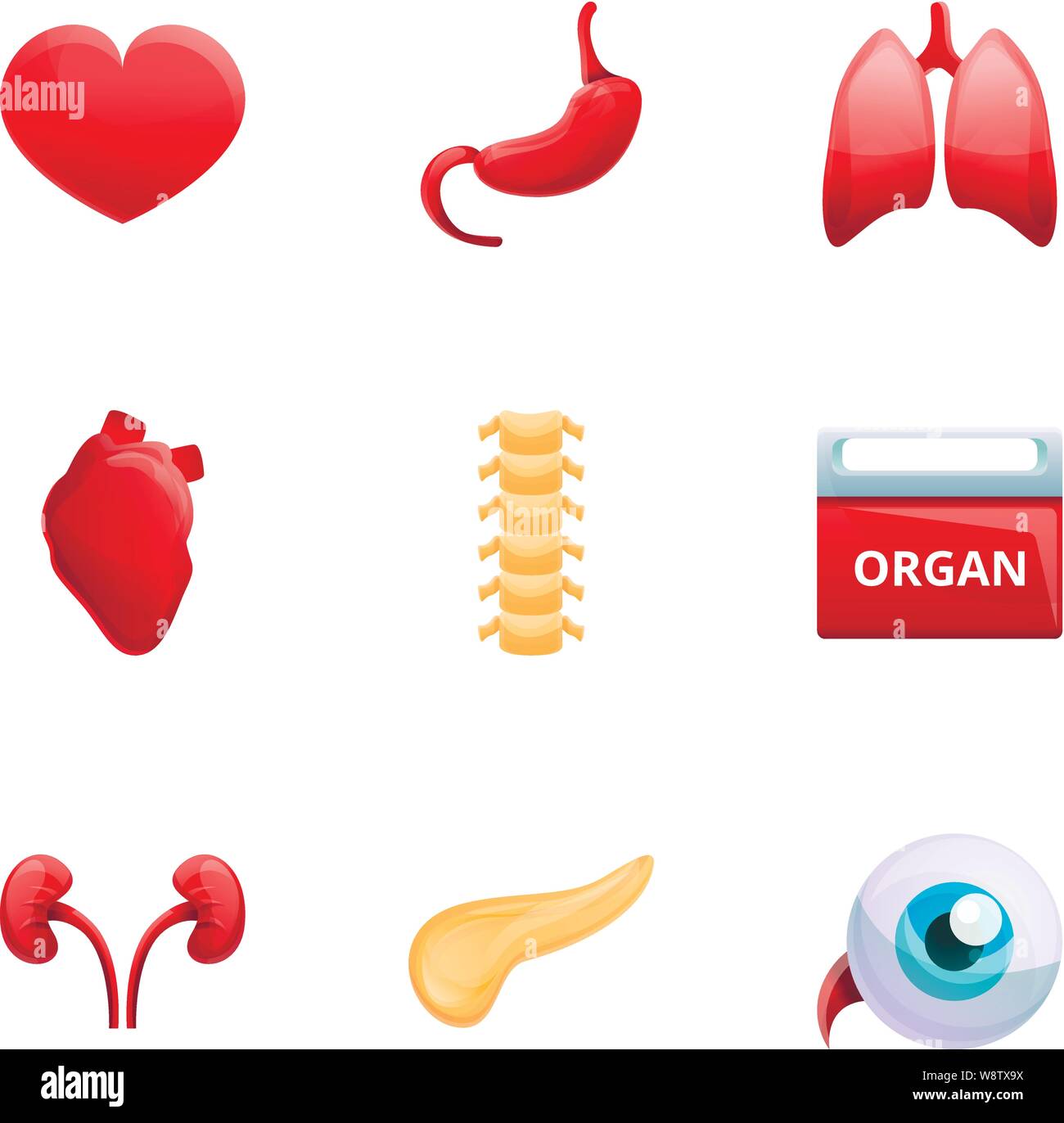 Menschliche Organe spenden Icon Set. Cartoon Set von 9 menschliche ...