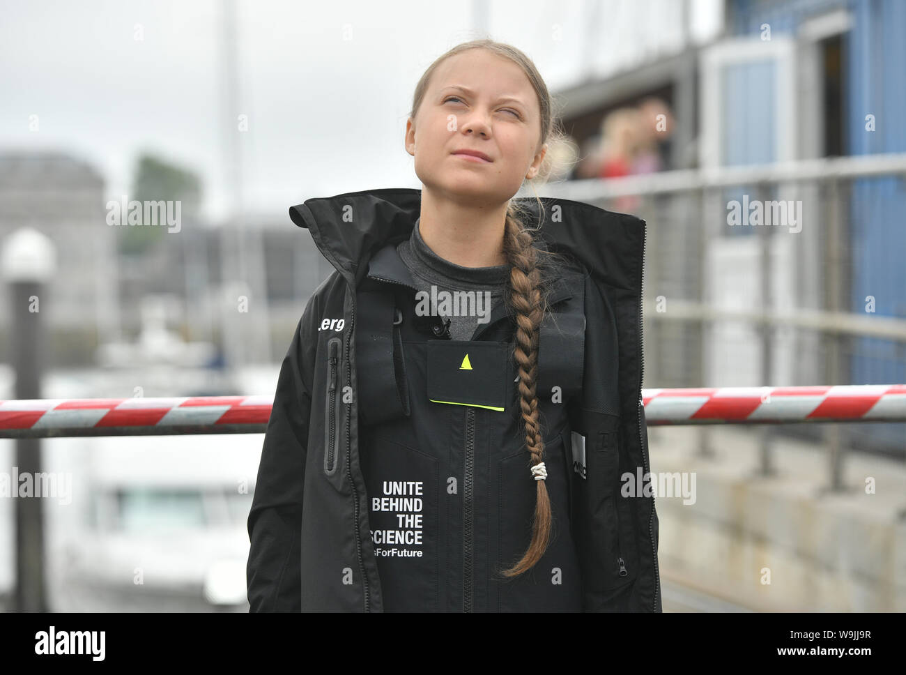 Klima Aktivistin Greta Thunberg spricht zu den Medien vor shebegins ...