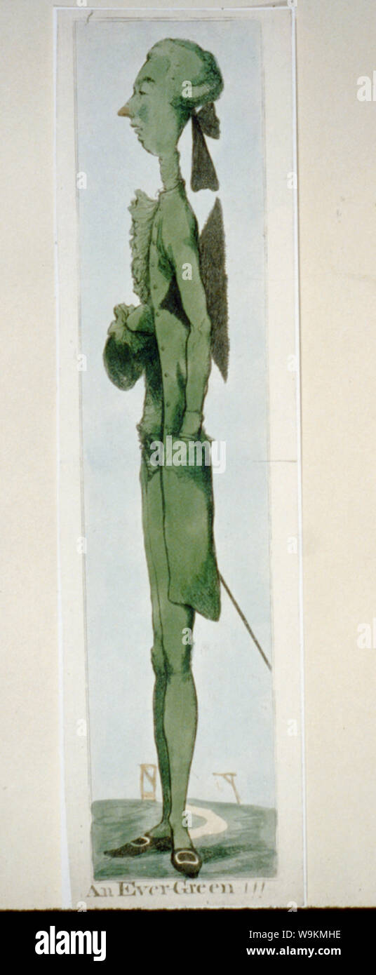 Ein Evergreen Abstract: Karikatur eines schlanken, grün William Pitt ...