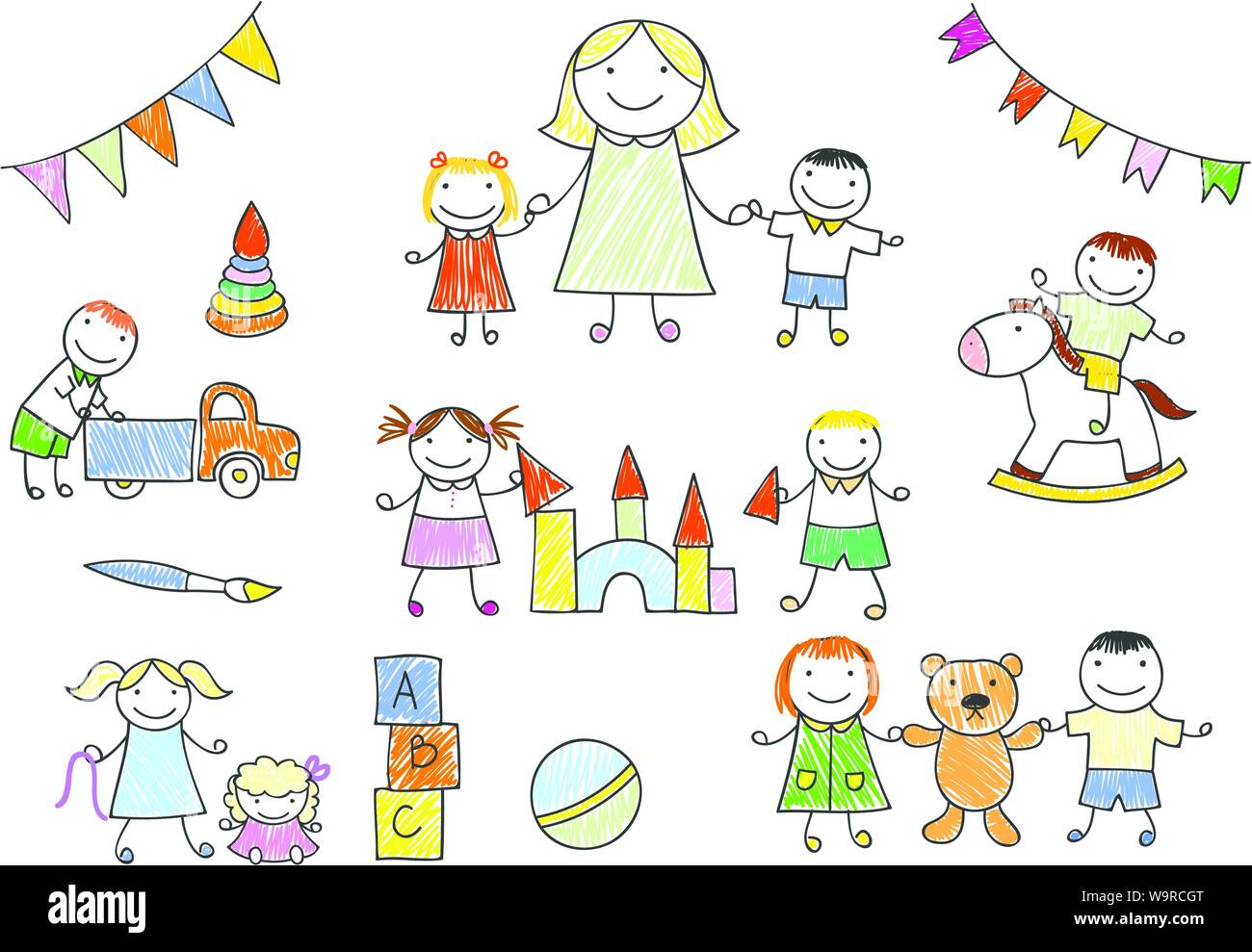 Kinder Spielen Skizze Die Zwei Kinder Spielen A4 Ausmalbilder