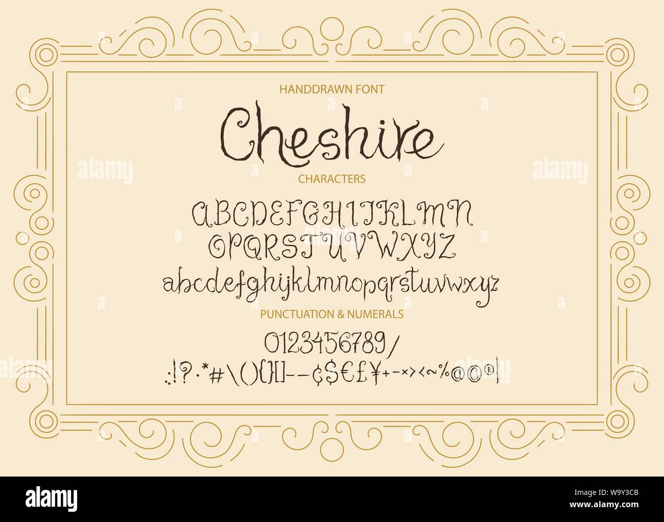 Dekorative script Font. Alphabet Kalligraphie Zeichen. Schreiben Vektor ...