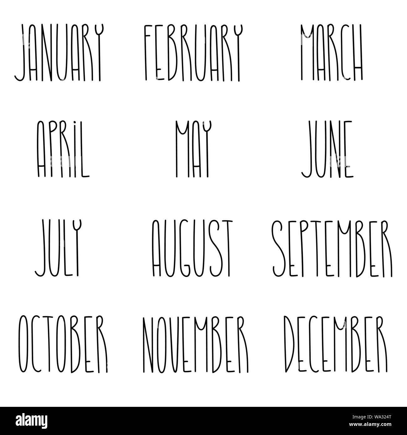 Monat text für Print, Web, Dekoration. Hand einzigartige Schrift ...