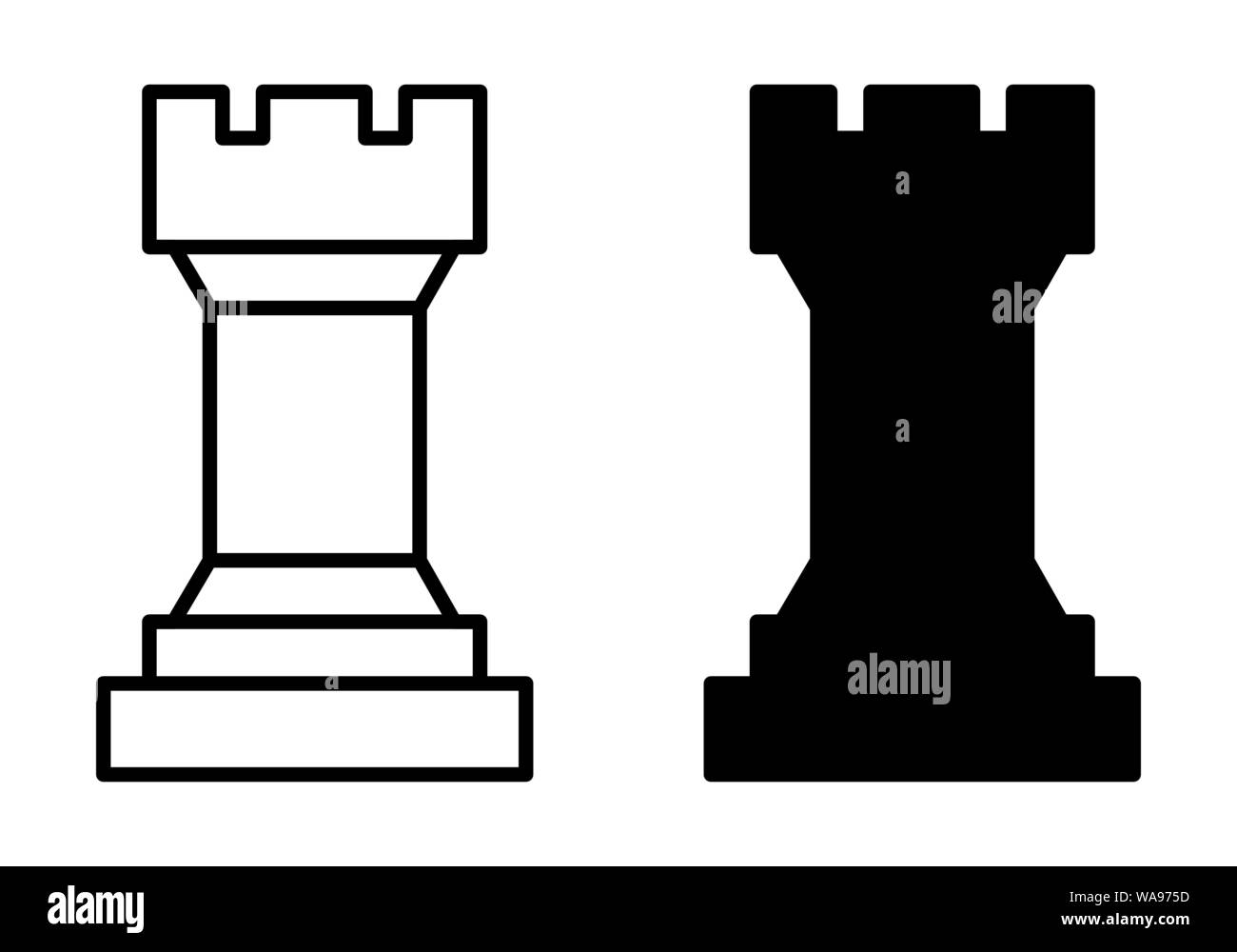Die schwarzen und weißen Schach Turm Symbole Stock-Vektorgrafik - Alamy