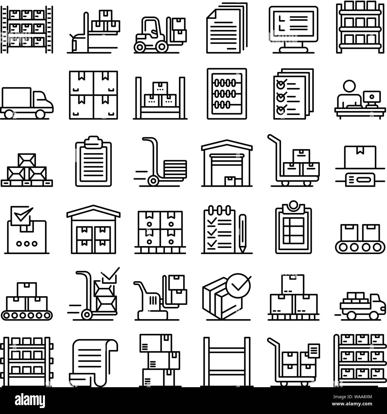 Inventar Symbole gesetzt, outline Style Stock-Vektorgrafik - Alamy