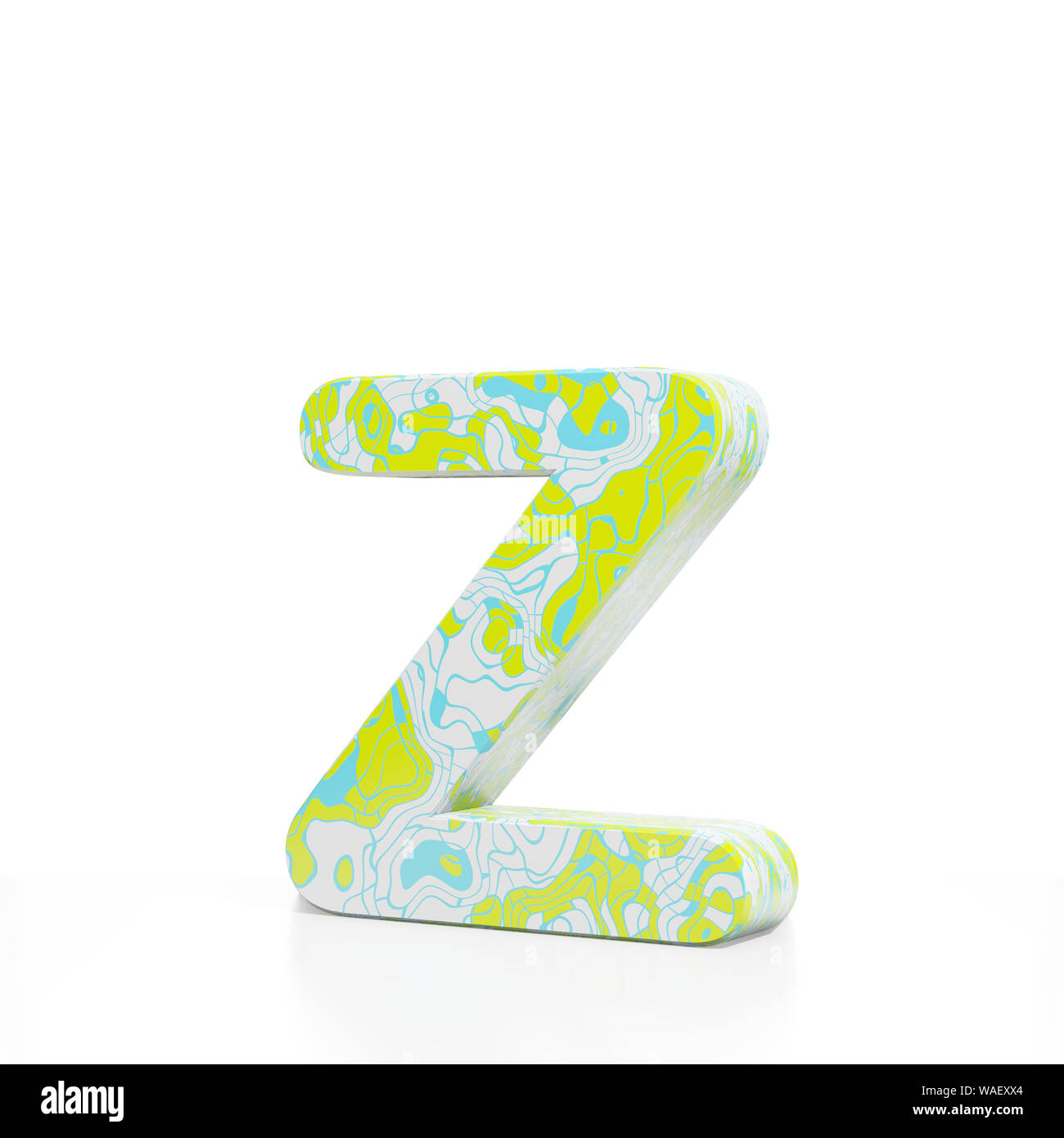 3D-Rendering schreiben kleine Z auf weißem Hintergrund. Zeichen und ...