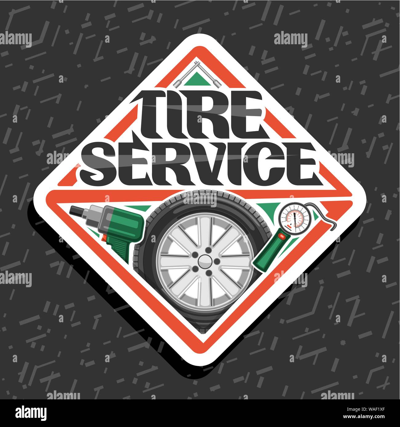 Vektor logo für Reifen Service, weißes Schild mit Reifen auf Alu disc ...