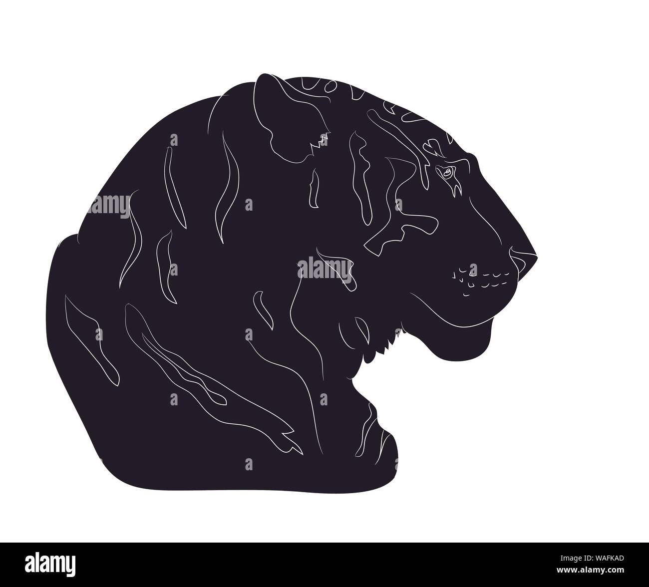 Portrait tiger Zeichnung Silhouette, Vector, weißer Hintergrund Stock-Vektorgrafik - Alamy
