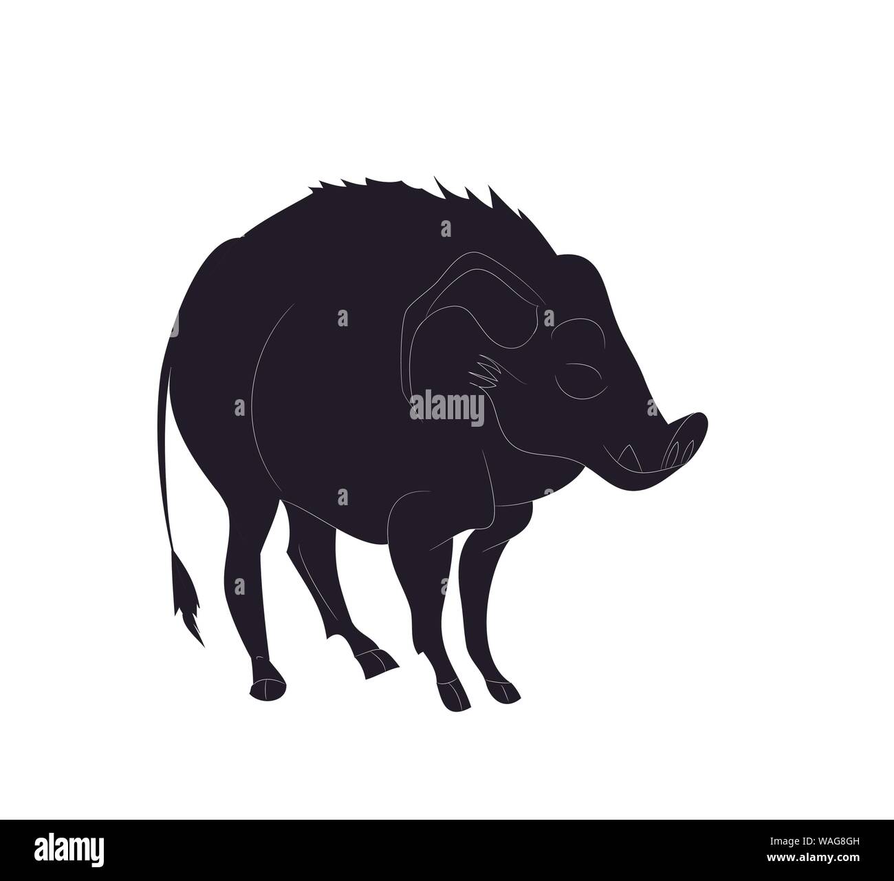 Vector Illustration eines Wildschwein wer steht, Zeichnung Silhouette ...