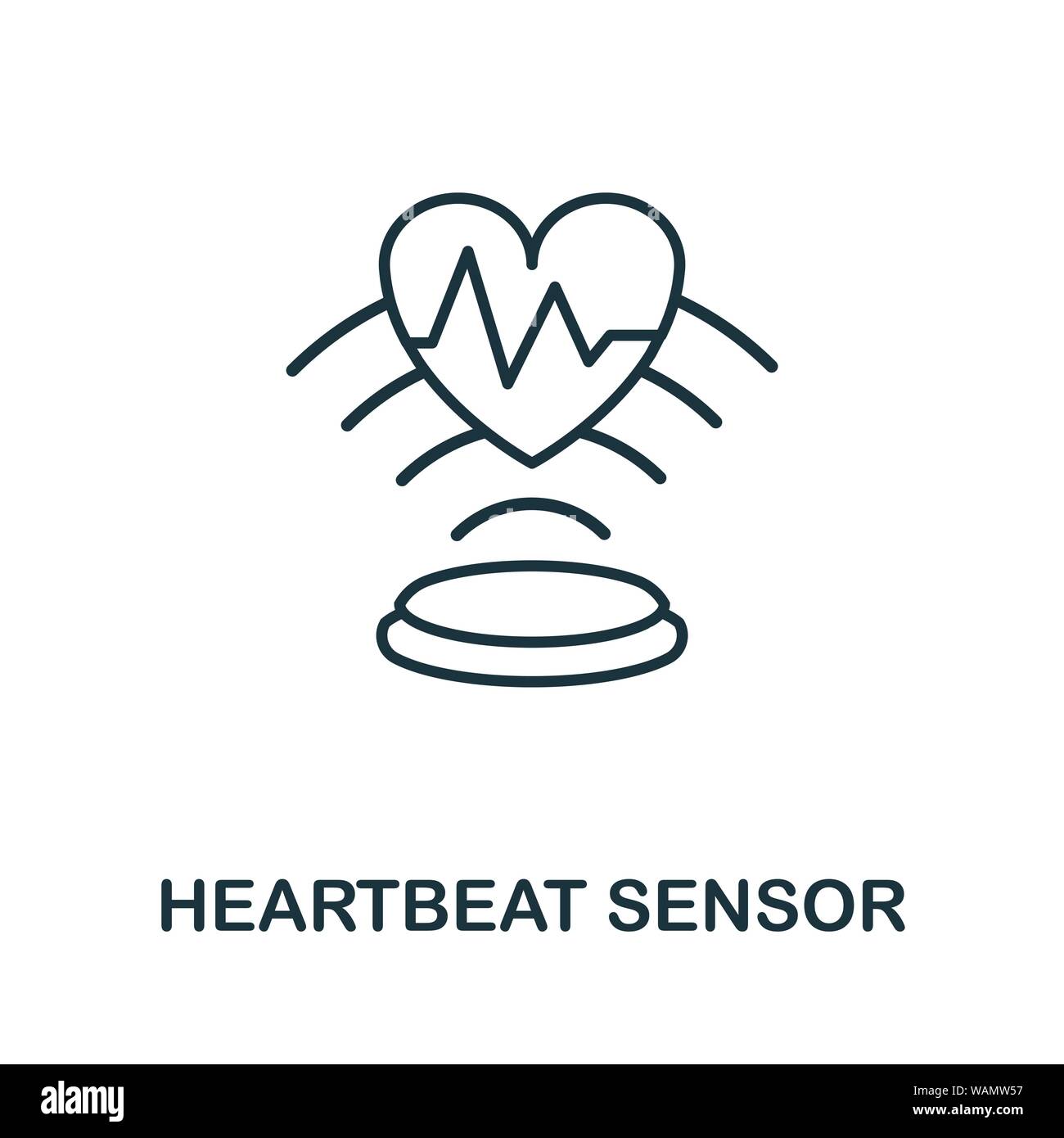 Umrisssymbol des Heartbeat-Sensors. Dünne Linien Stil von Sensoren ...