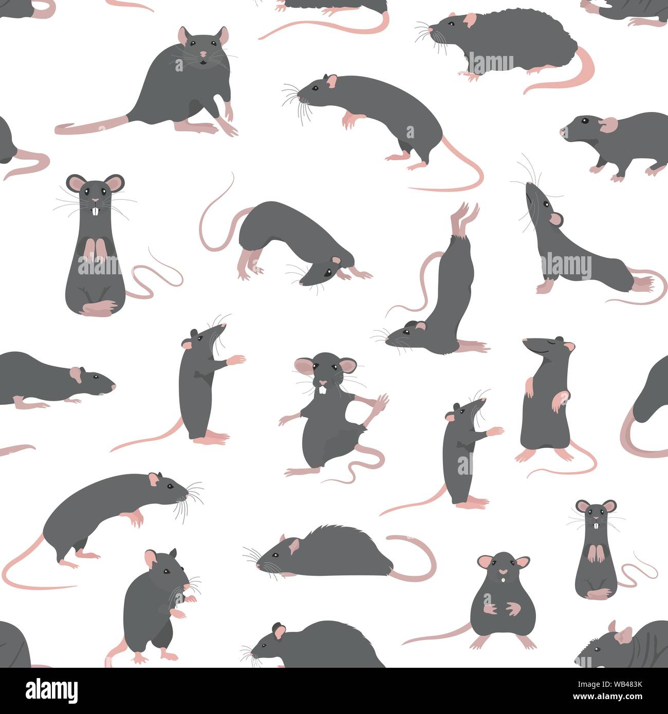 Ratten nahtlose Muster. Ratte Posen und Übungen. Cute cartoon Clipart ...