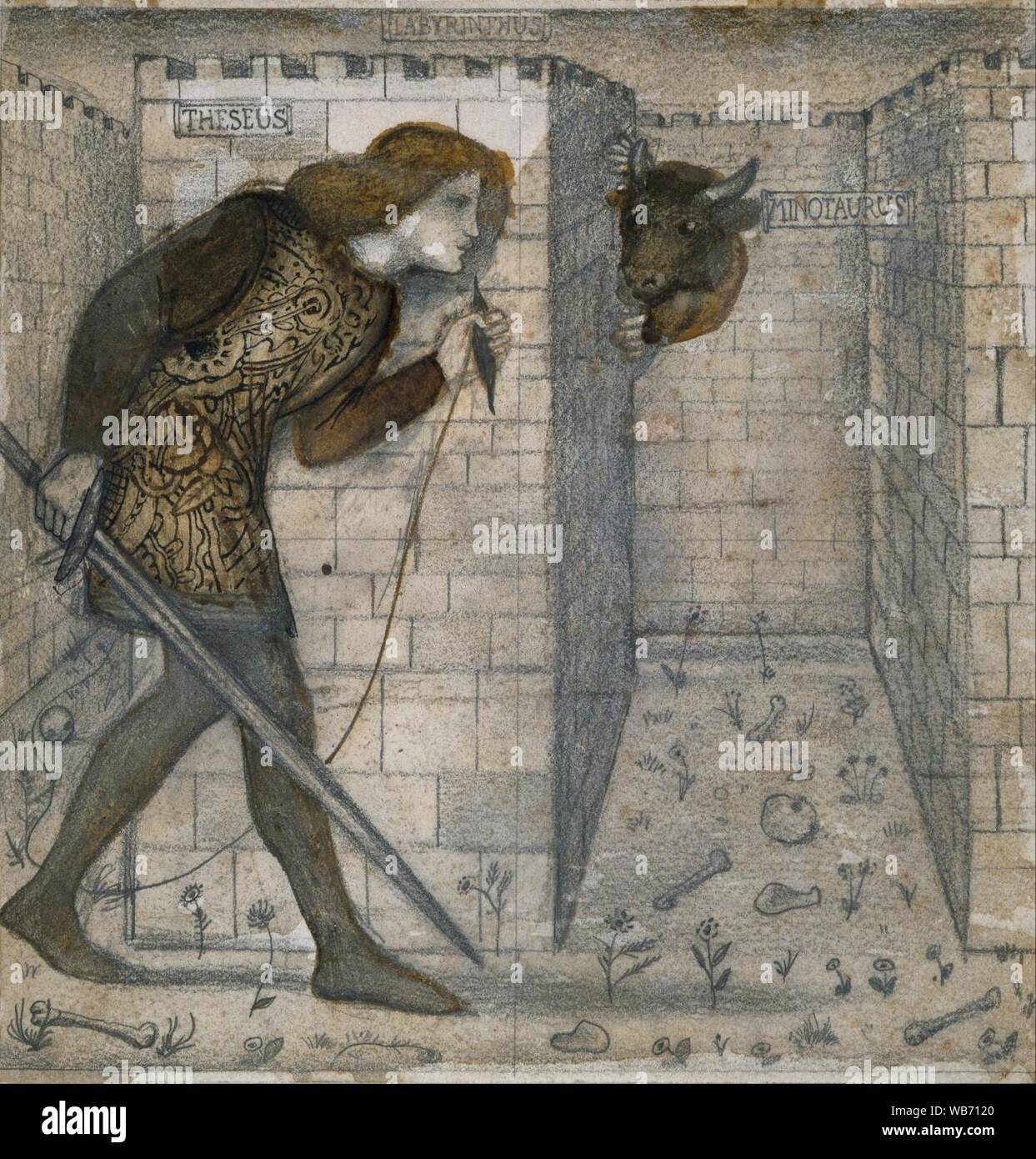 Edward Burne-Jones - Fliesen Design - Theseus und Minotaurus im ...