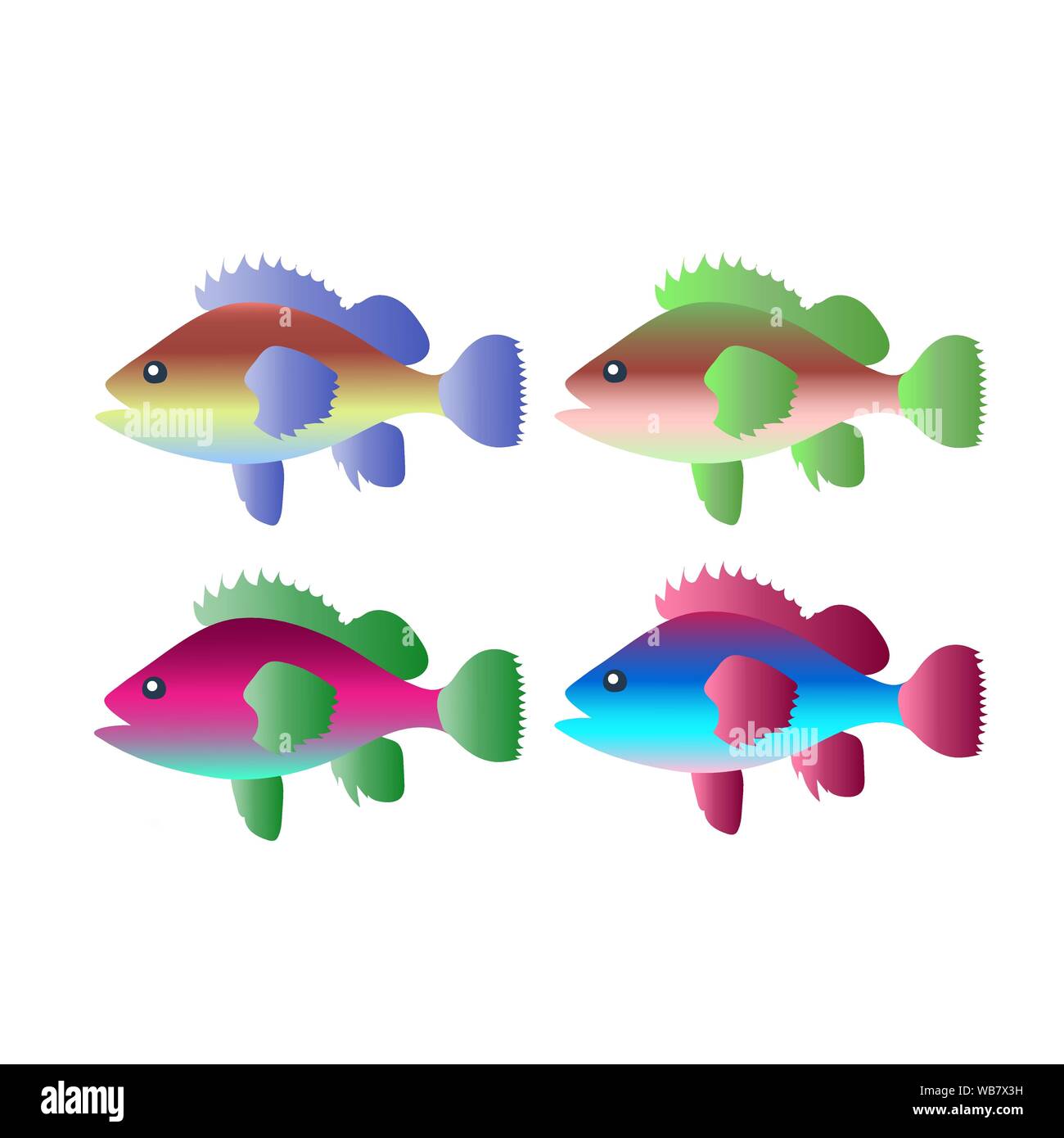 Stilisierte Bild der Fische im Meer schwimmen. Ringkomposition zusammen ...