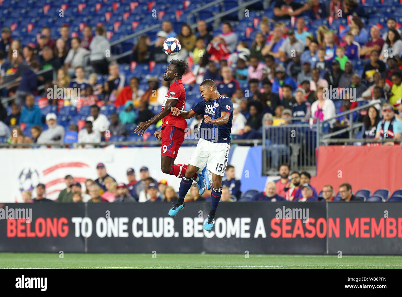 August 24, 2019; Foxborough, MA, USA; Chicago Fire, C.J. Sapong (9) und ...