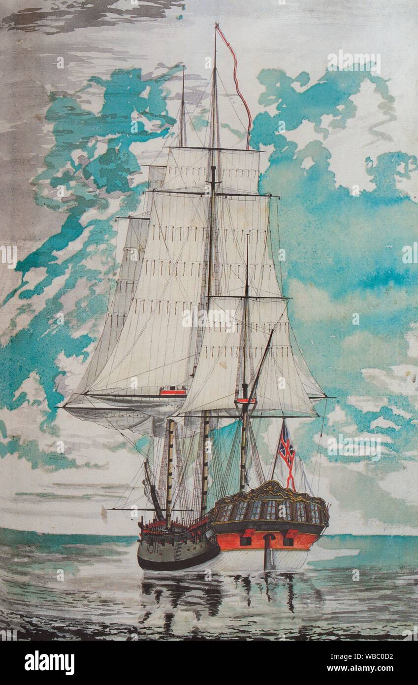 HMS Resolution, Slup der Royal Navy, die von Captain James Cook ...