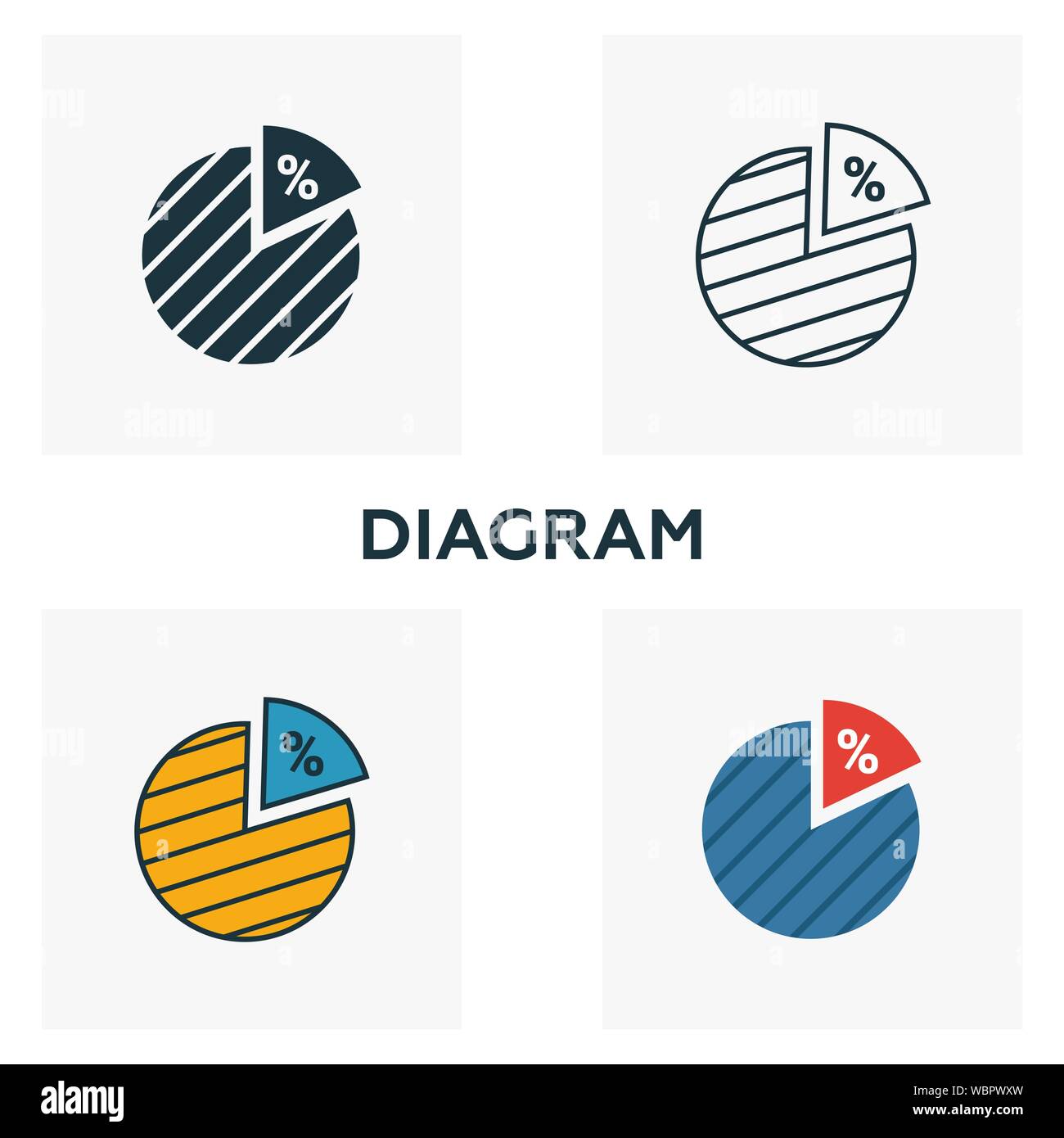 Diagramm Icon Set. Vier Elemente in verschiedenen Stilrichtungen von ...