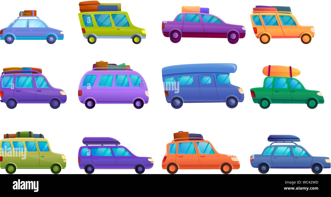 Cartoon caricature family road trip -Fotos und -Bildmaterial in hoher ...