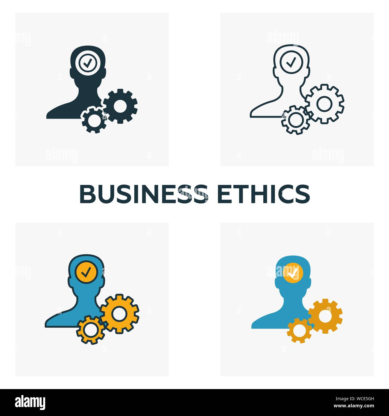 Business Ethics Icon Set. Vier Elemente in verschiedenen Stilrichtungen ...