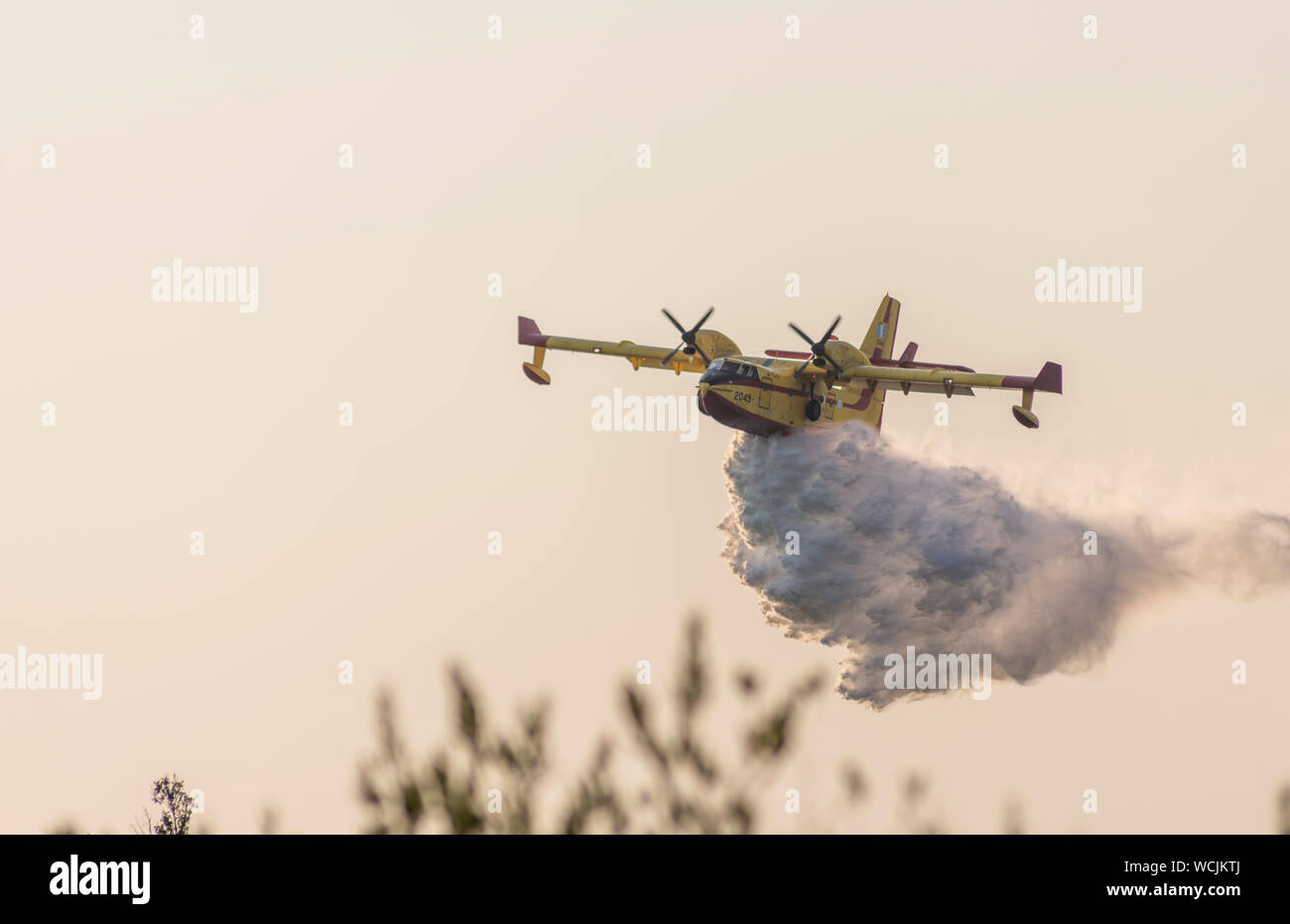Canadair CL-215 der griechischen Luftwaffe gegen Waldbrände in Corfu ... Canadair CL-215 der griechischen Luftwaffe gegen Waldbrände in Corfu ...
