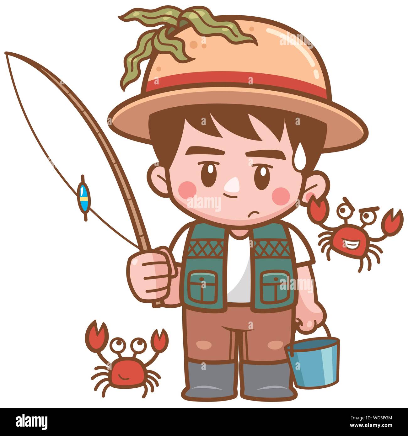 Vektor-Illustration Cartoon junge Angeln Stock-Vektorgrafik - Alamy