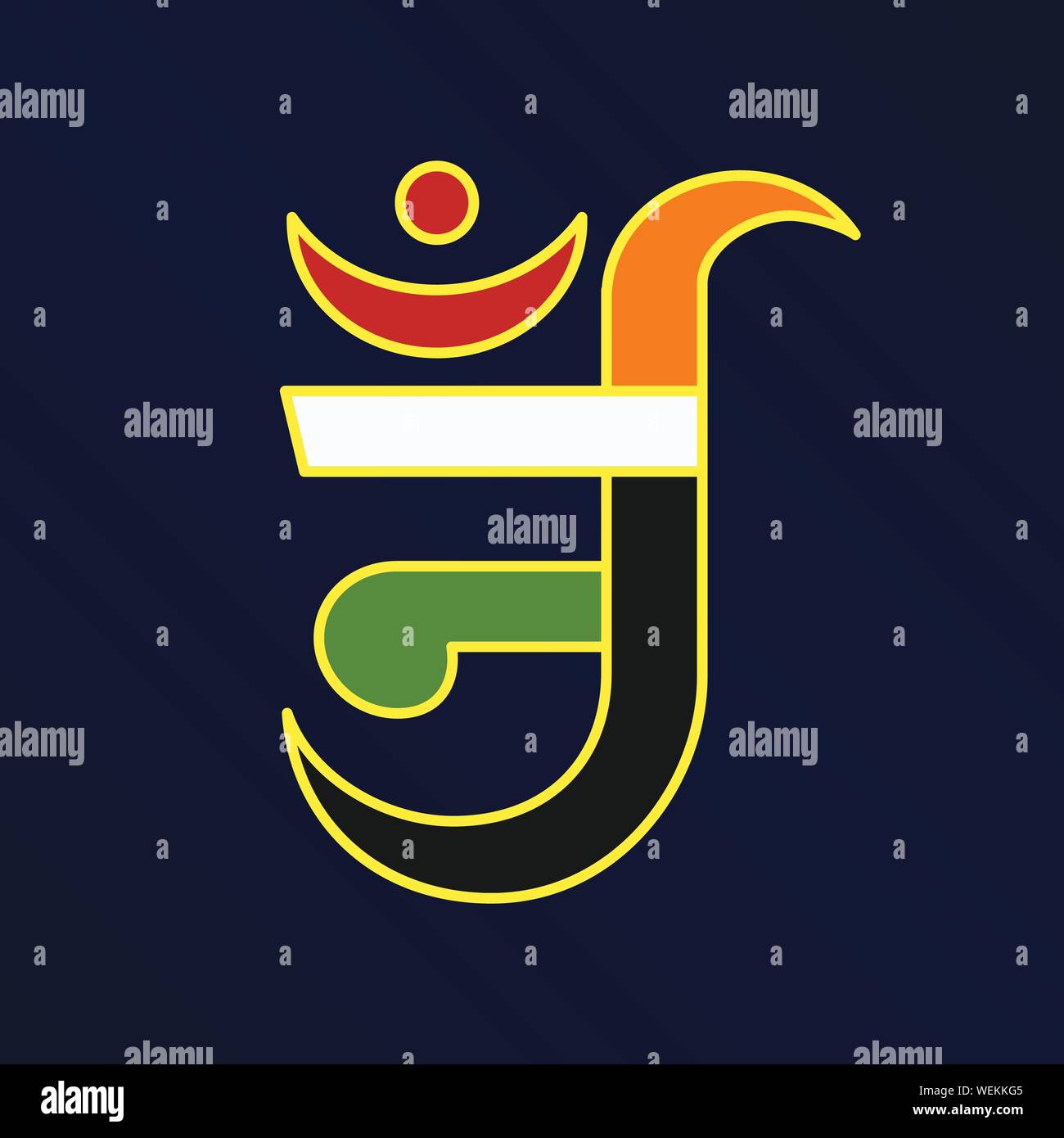 Bunte Jain Aum Logo. Om Symbol im Jainismus. Pañca-Parameṣṭhi Stock ...