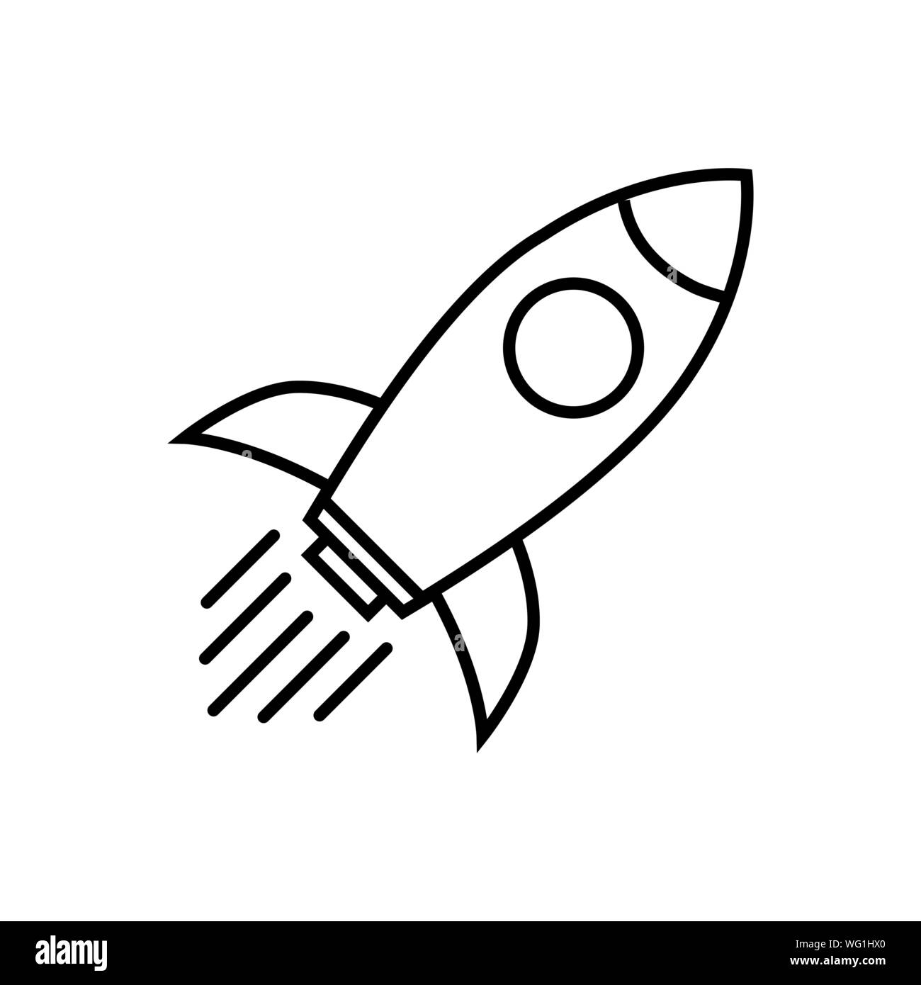Rocket Symbol in der Linie Stil. Rocket flachbild Symbol auf weißem ...