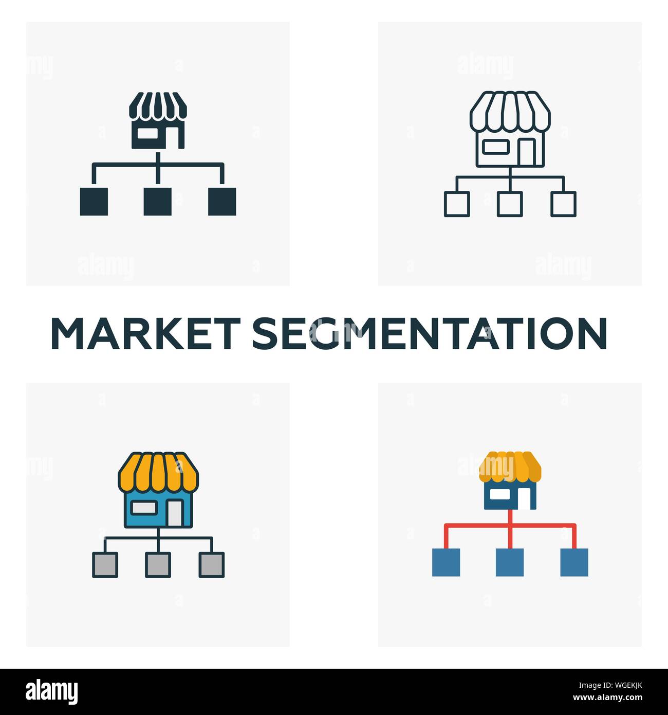 Marktsegmentierung Icon Set. Vier Elemente in verschiedenen ...