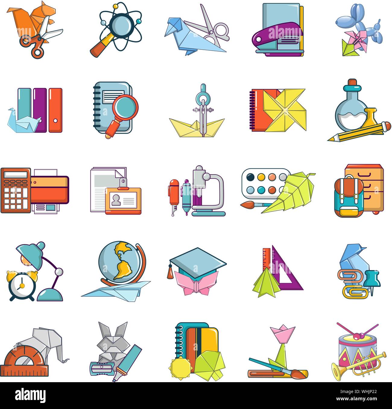 Grundschule Symbole, Cartoon Stil Stock-Vektorgrafik - Alamy