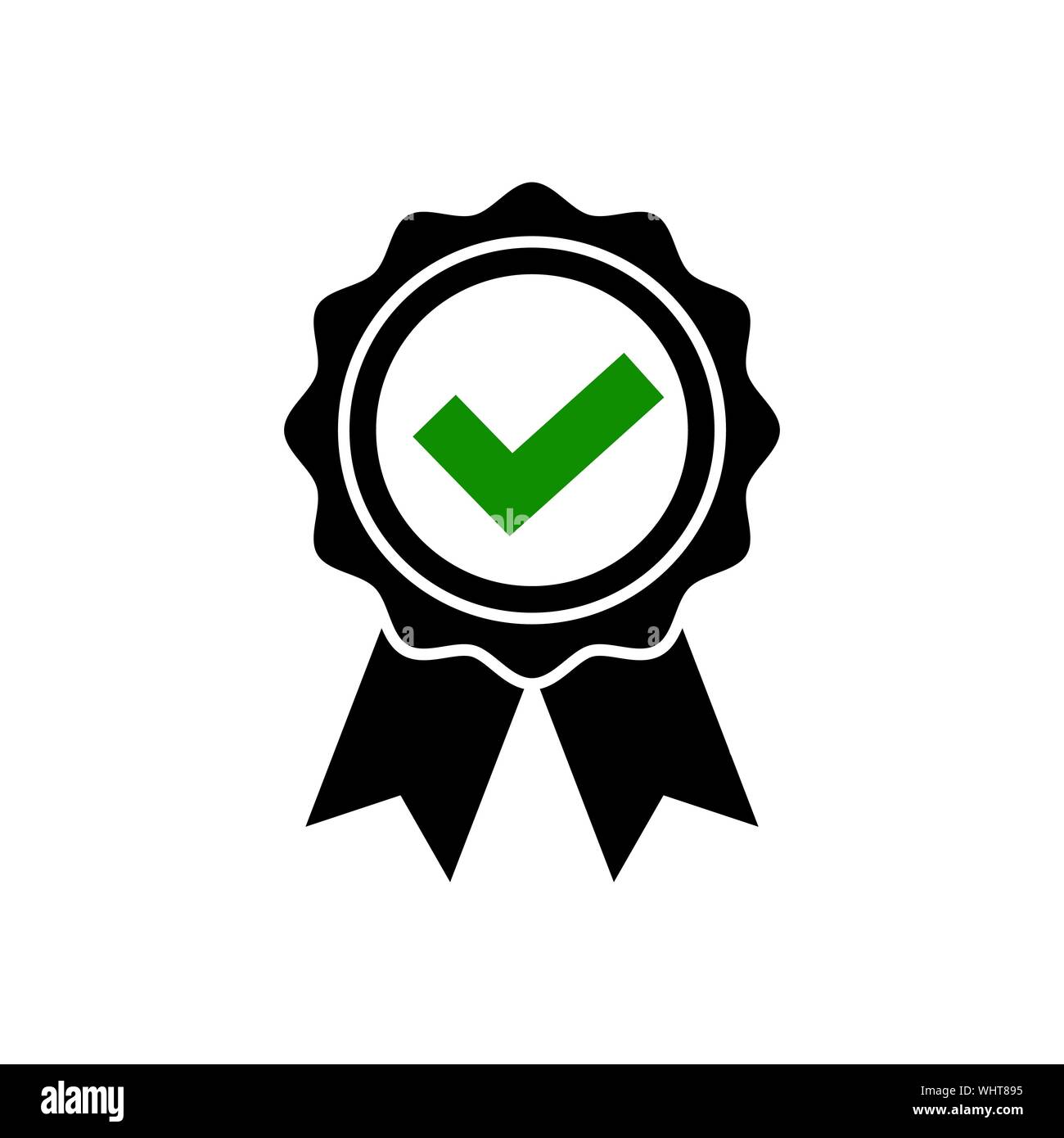 Genehmigte Symbol in Flat Style Award rosette Symbol mit dem Prüfen auf ...