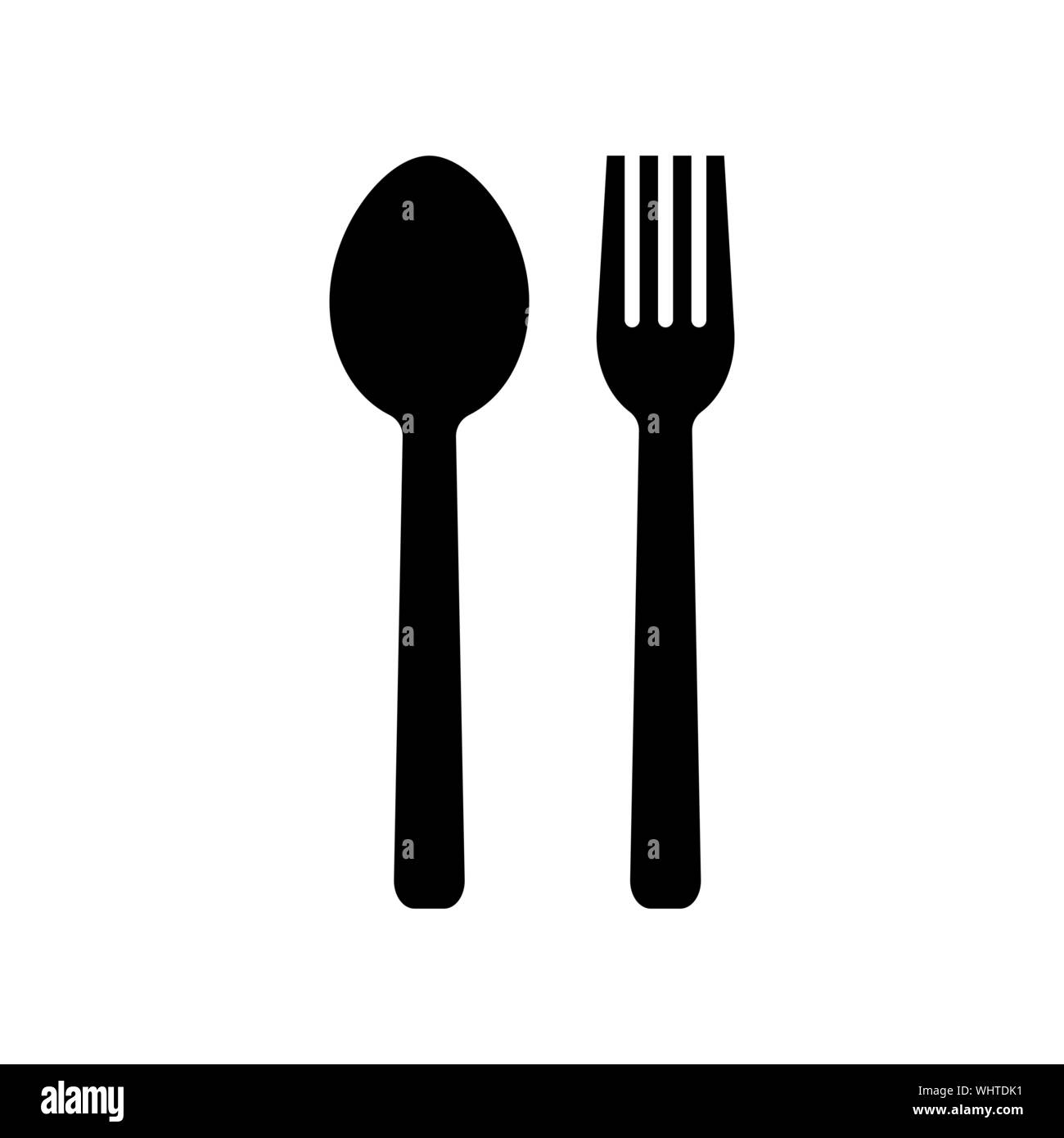 Essen Symbol in Flat Style Löffel und Gabel Symbol auf weißem ...