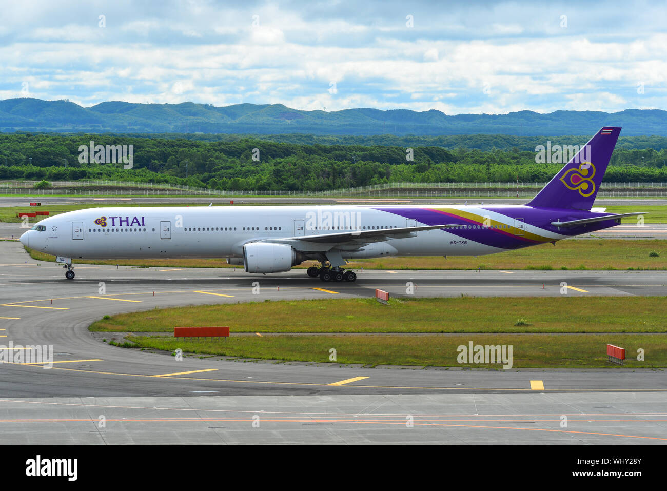 Sapporo, Japan - Jul 3, 2019. Thai Airways HS-TKB (Boeing 777-300 ...