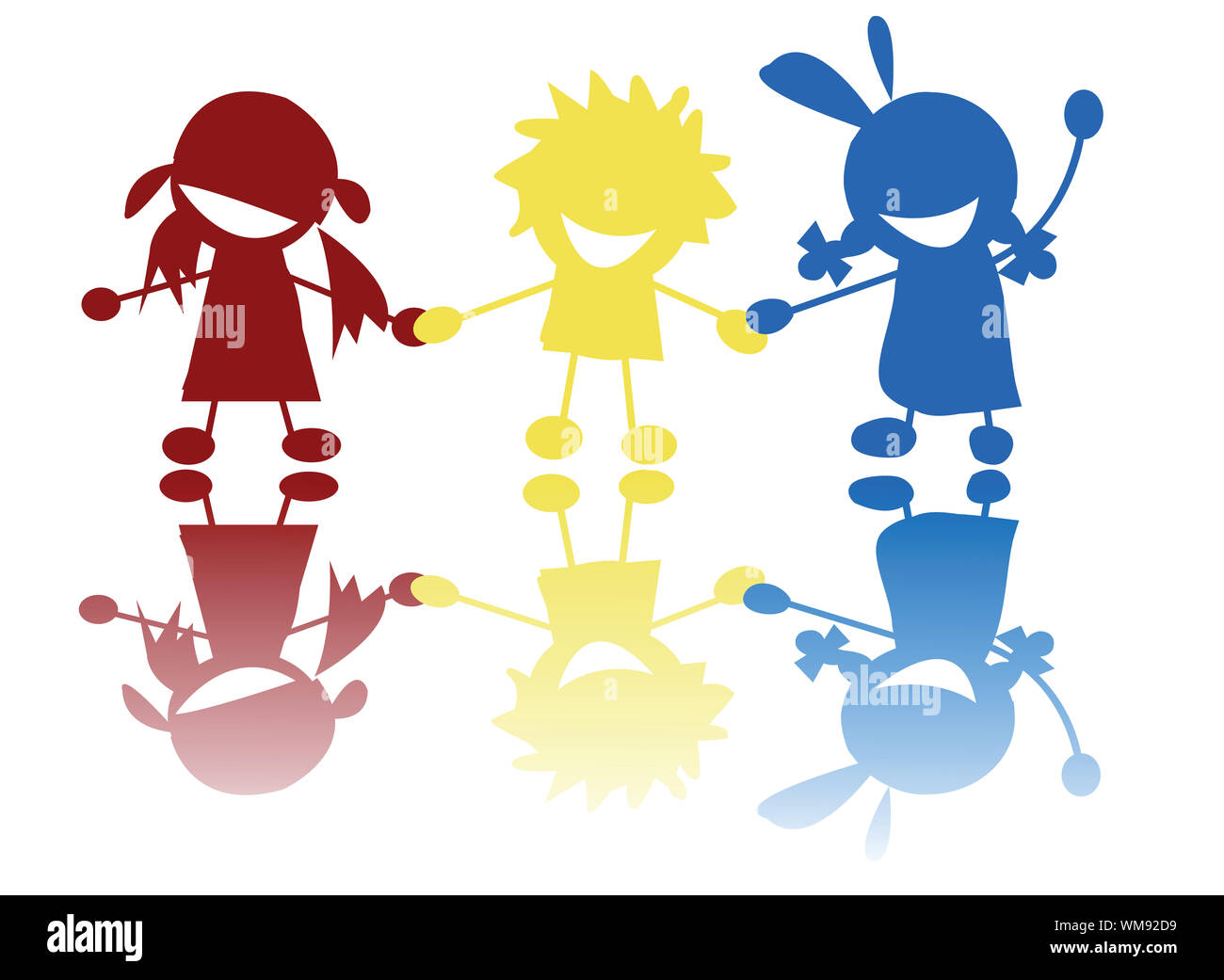Silhouettes children holding hands -Fotos und -Bildmaterial in hoher ...