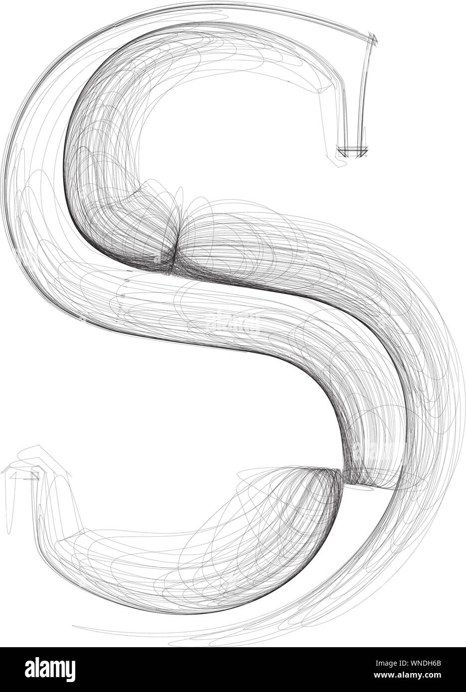 Hand-Draw-Schriftart. Buchstabe S. Vektor-illustration Stock ...