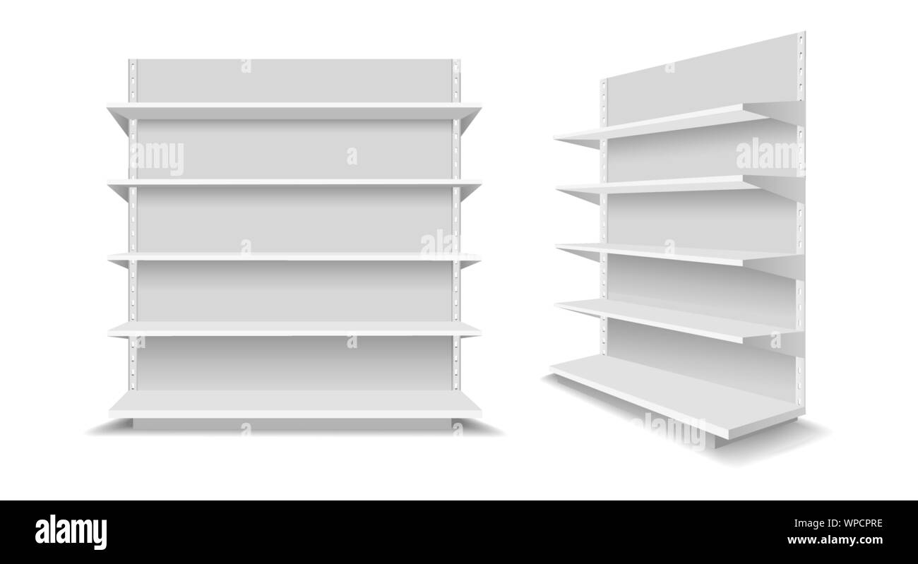 Leere Schaufenster Racks. Werbung leere Regale im Supermarkt ...