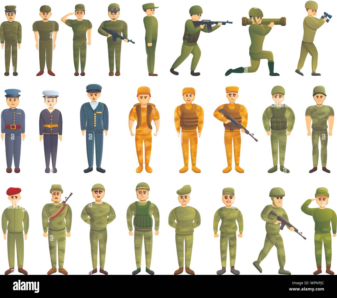 Soldat Symbole gesetzt. Cartoon von Soldat Vector Icons für Web Design ...