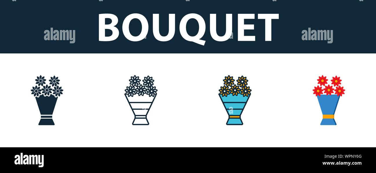Blumenstrauß Icon Set. Vier Elemente in verschiedenen Stilen aus Partei ...