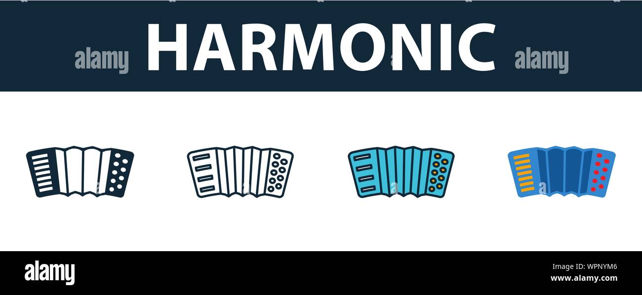 Harmonische Icon Set. Vier Elemente in verschiedenen Stilen aus Partei ...