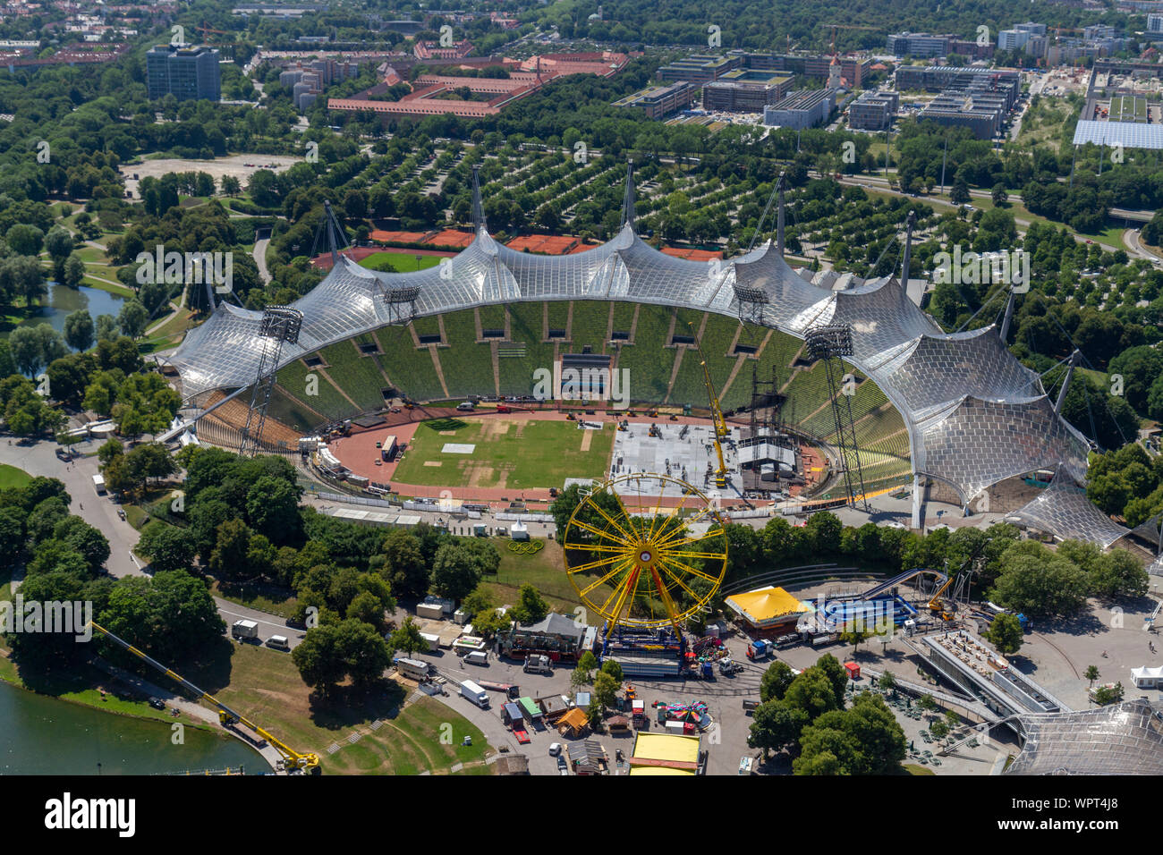 Blick auf die Olympic Park 1972 und Stadion aus dem Olympiaturm ...