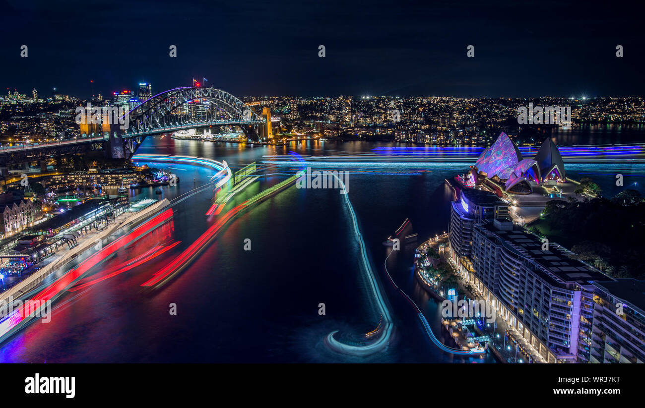 Opernhaus und hafenbrücke bei nacht Stockfotos und -bilder Kaufen - Alamy
