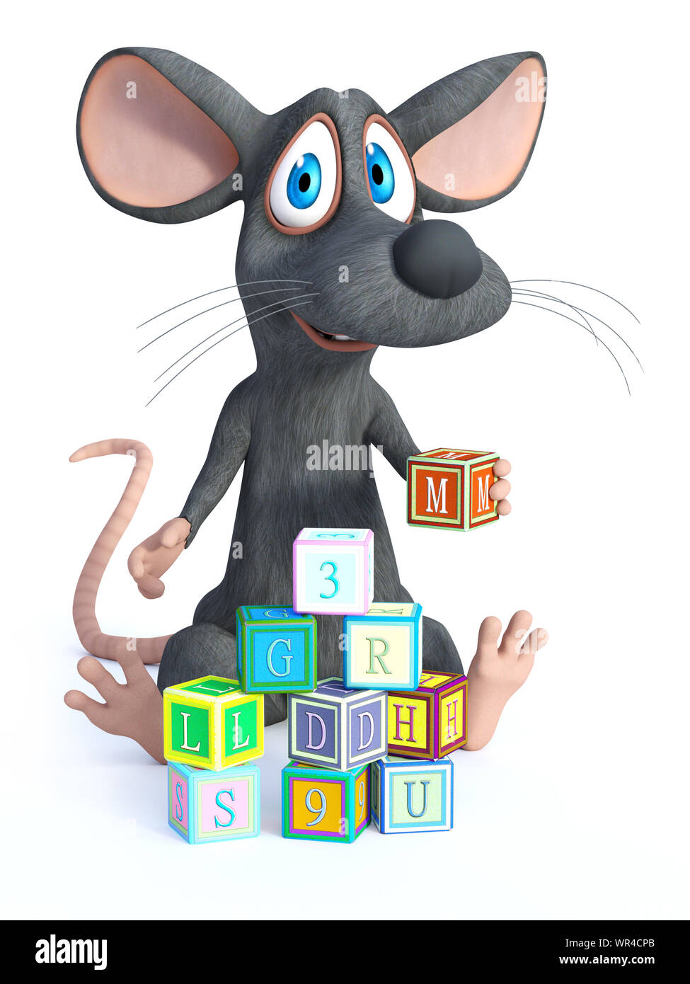 3D-Rendering von einem netten Lächeln Cartoon-maus sitzen auf dem Boden ...