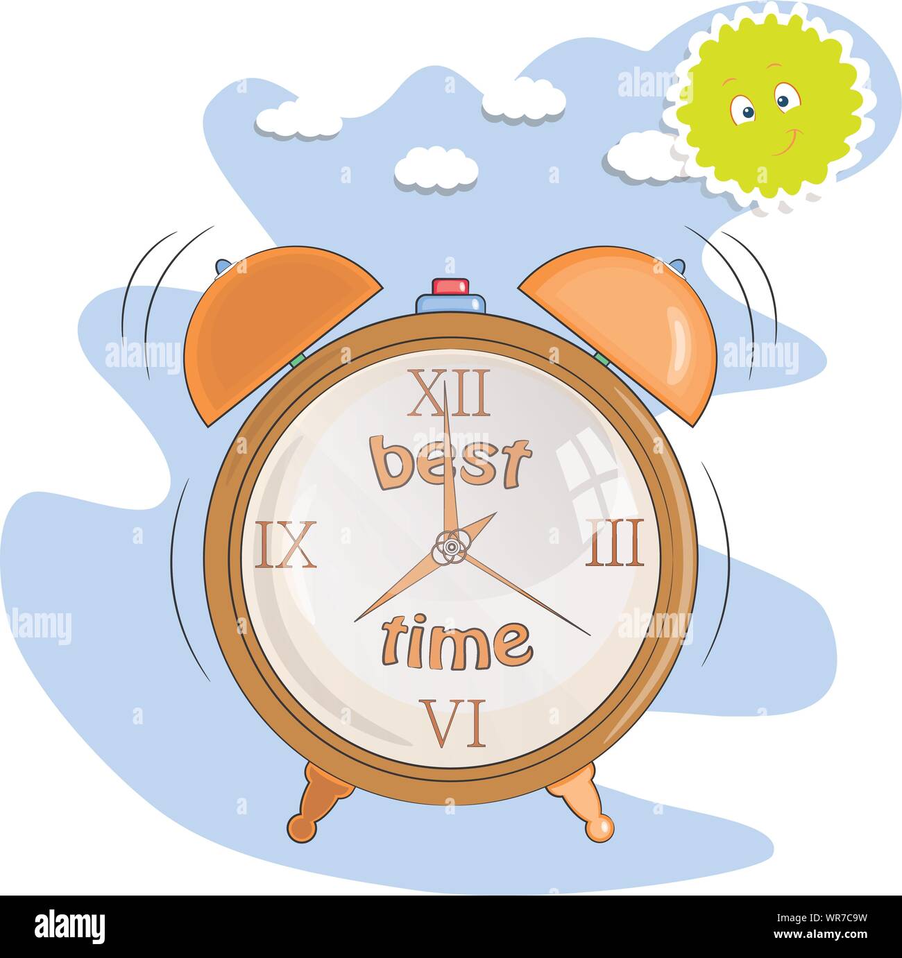 Wecker im Comic-stil Vector Illustration. Weckruf, Wecker klingelt ...