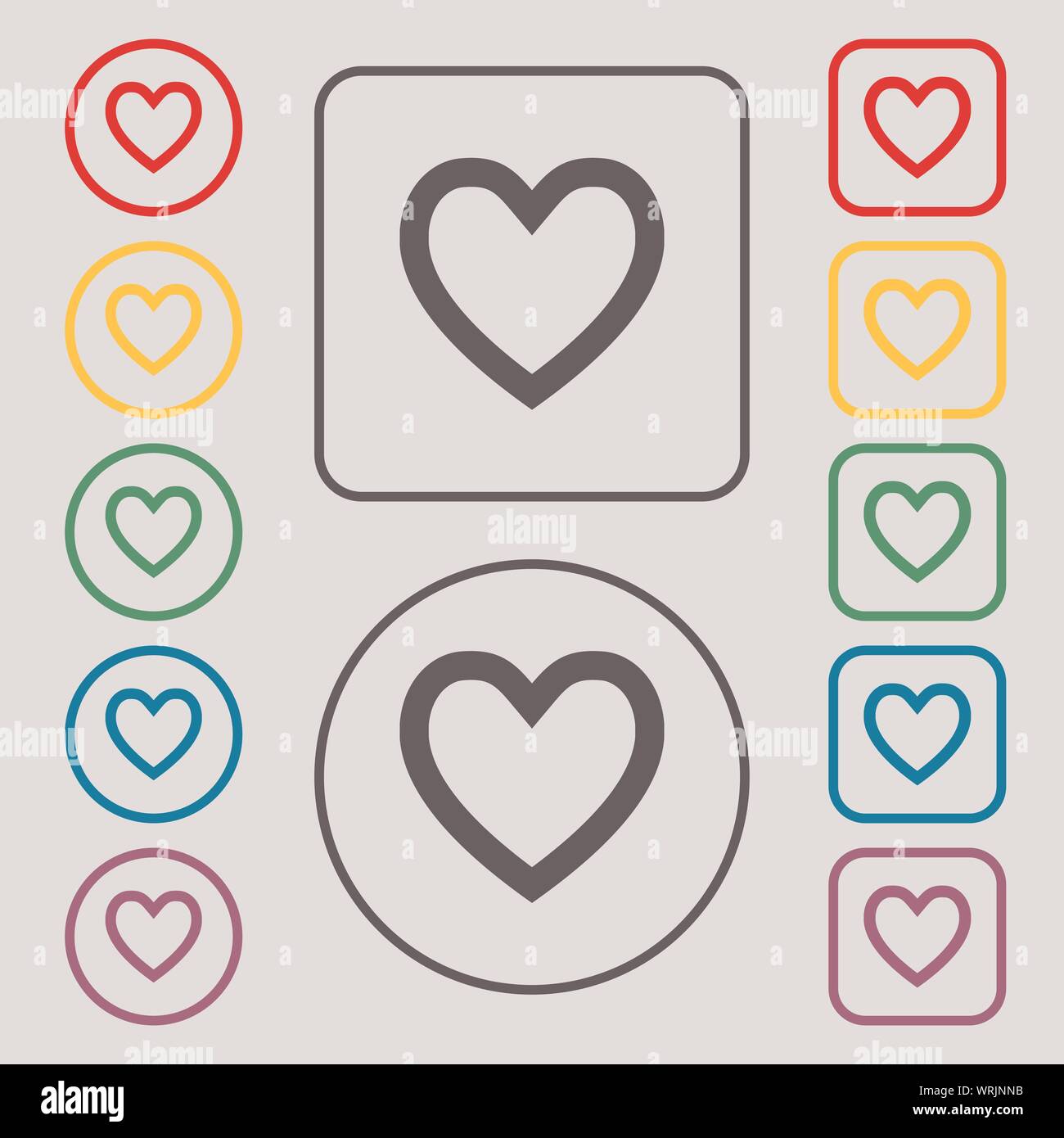 Herz-Zeichen-Symbol. Symbol für Liebe. Symbole auf der Runde und Platz ...