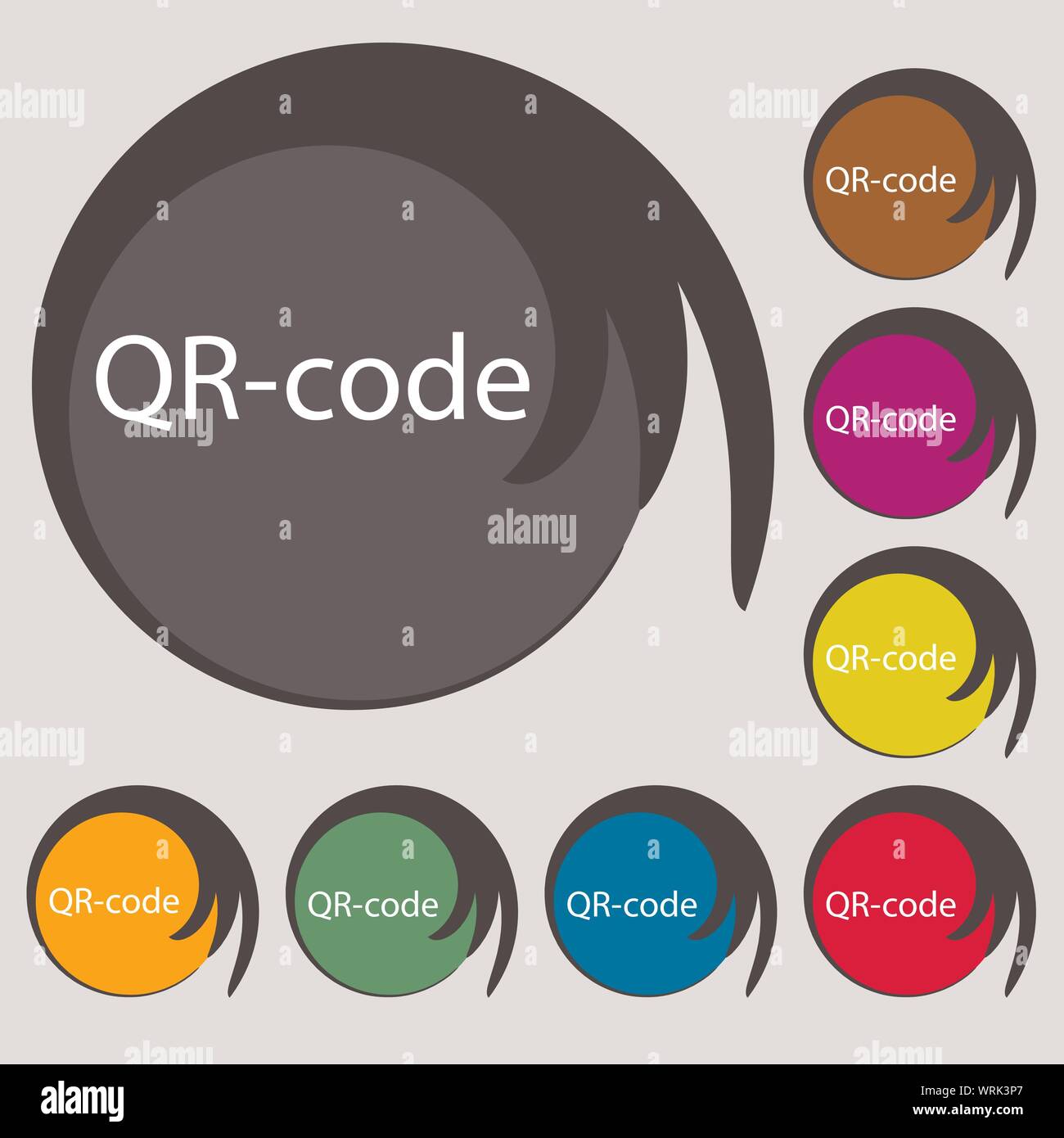 QR-Code-Zeichen-Symbol. Scan-Codesymbol. Symbole auf acht farbigen ...