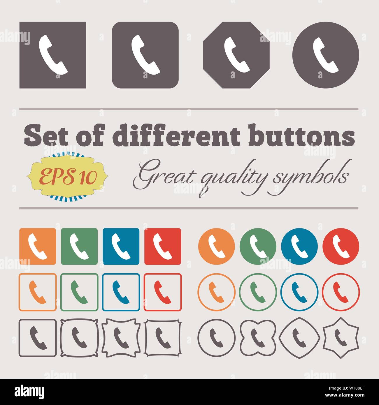 Telefon zeichen Symbol. Support Symbol. Call Center. Große bunte ...