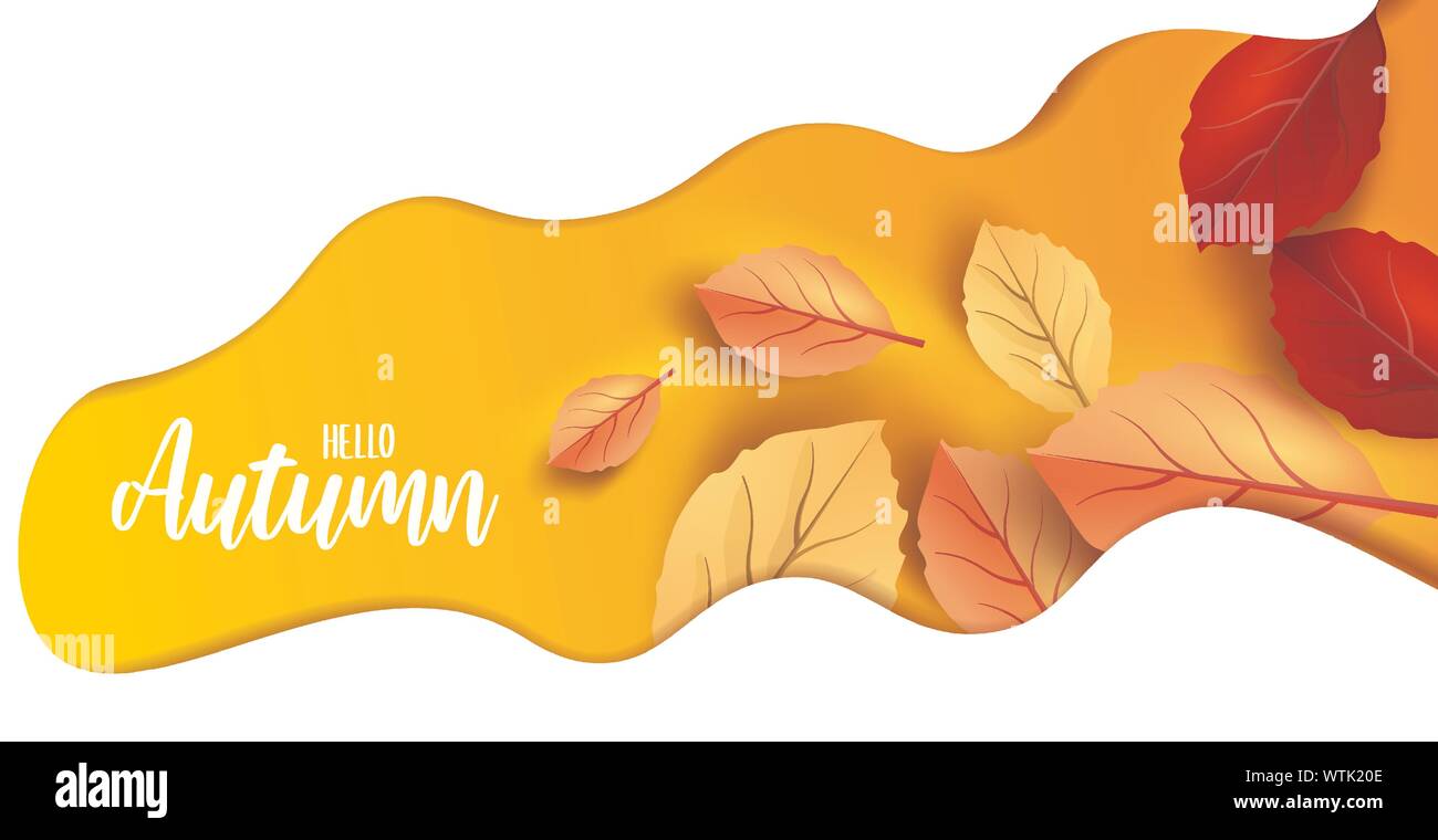 Abstrakte bunte Blätter gestalteten Hintergrund für Hello Herbst ...