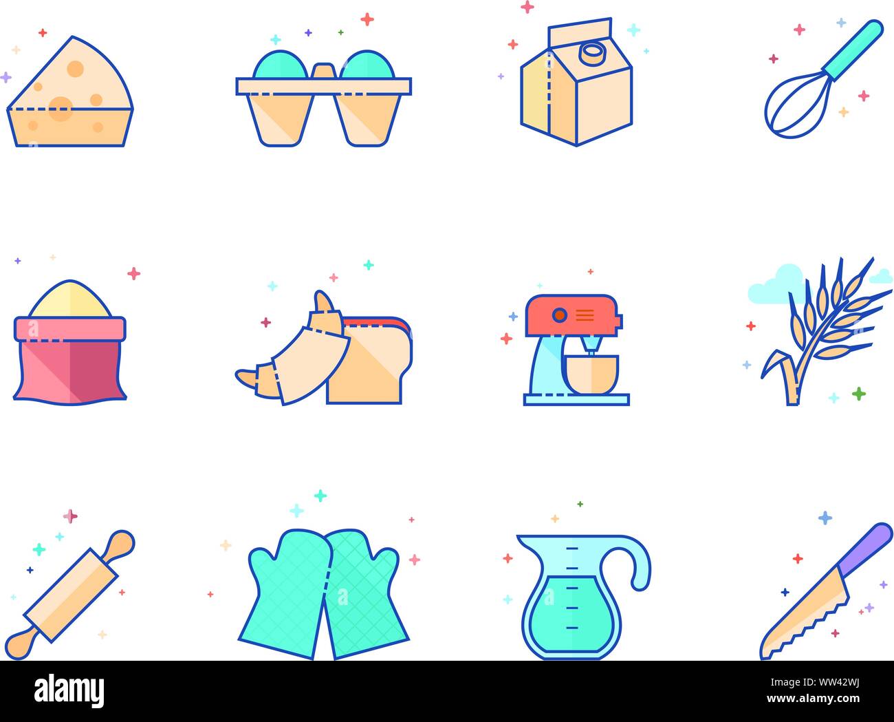 Backen Symbole incolor Kreisen. Vector Illustration Stock-Vektorgrafik ...