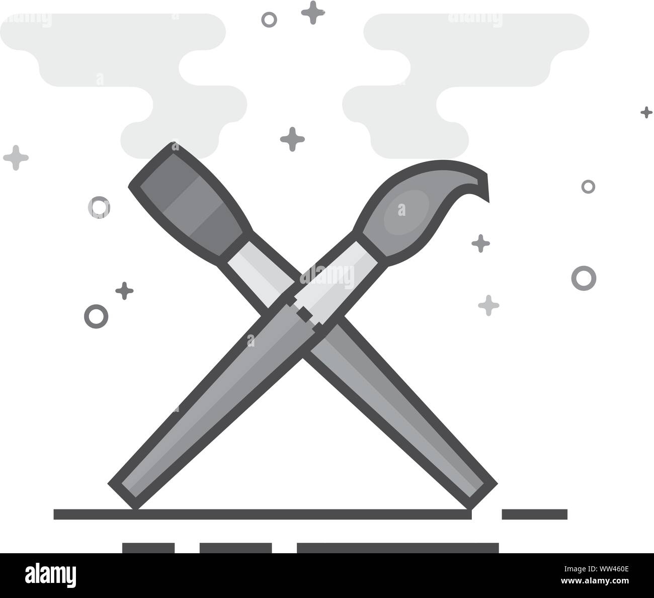 Pinsel Icon in flachen Umrissen Graustufen Stil. Vector Illustration ...