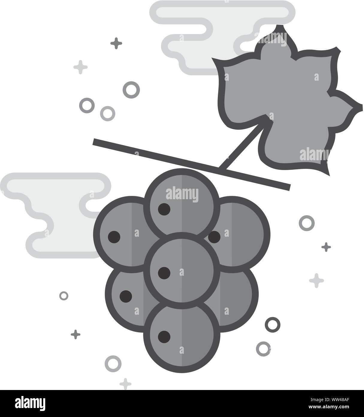 Traube Symbol in flachen Umrissen Graustufen Stil. Vector Illustration ...